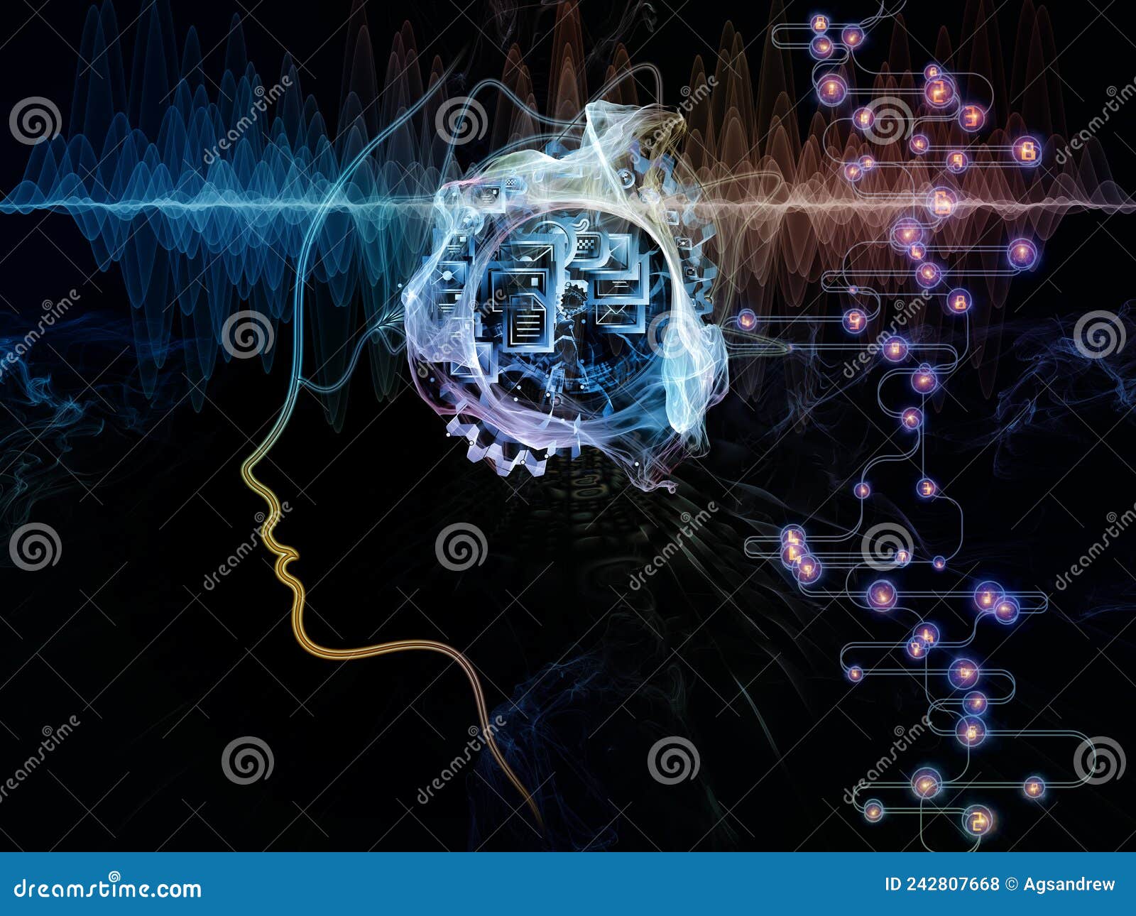 Stream of Machine Consciousness Stock Photo - Image of head ...