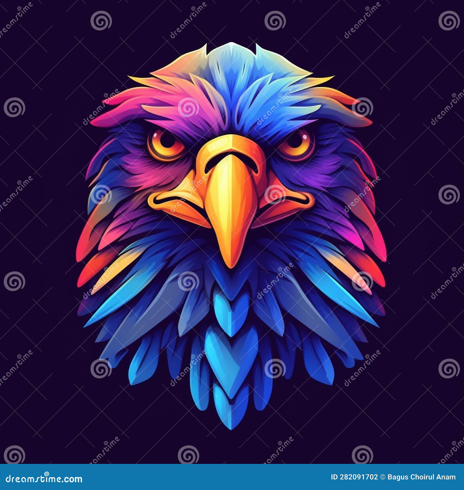 Digital Minimalistic Colored Eagle Illustration Stock Illustration ...