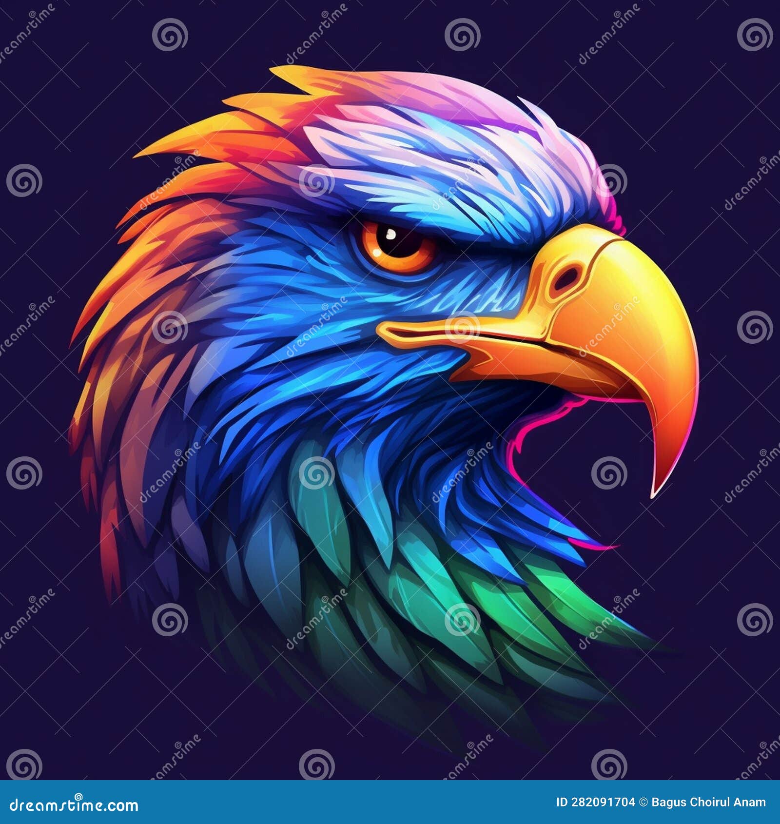 Digital Minimalistic Colored Eagle Illustration Stock Illustration ...