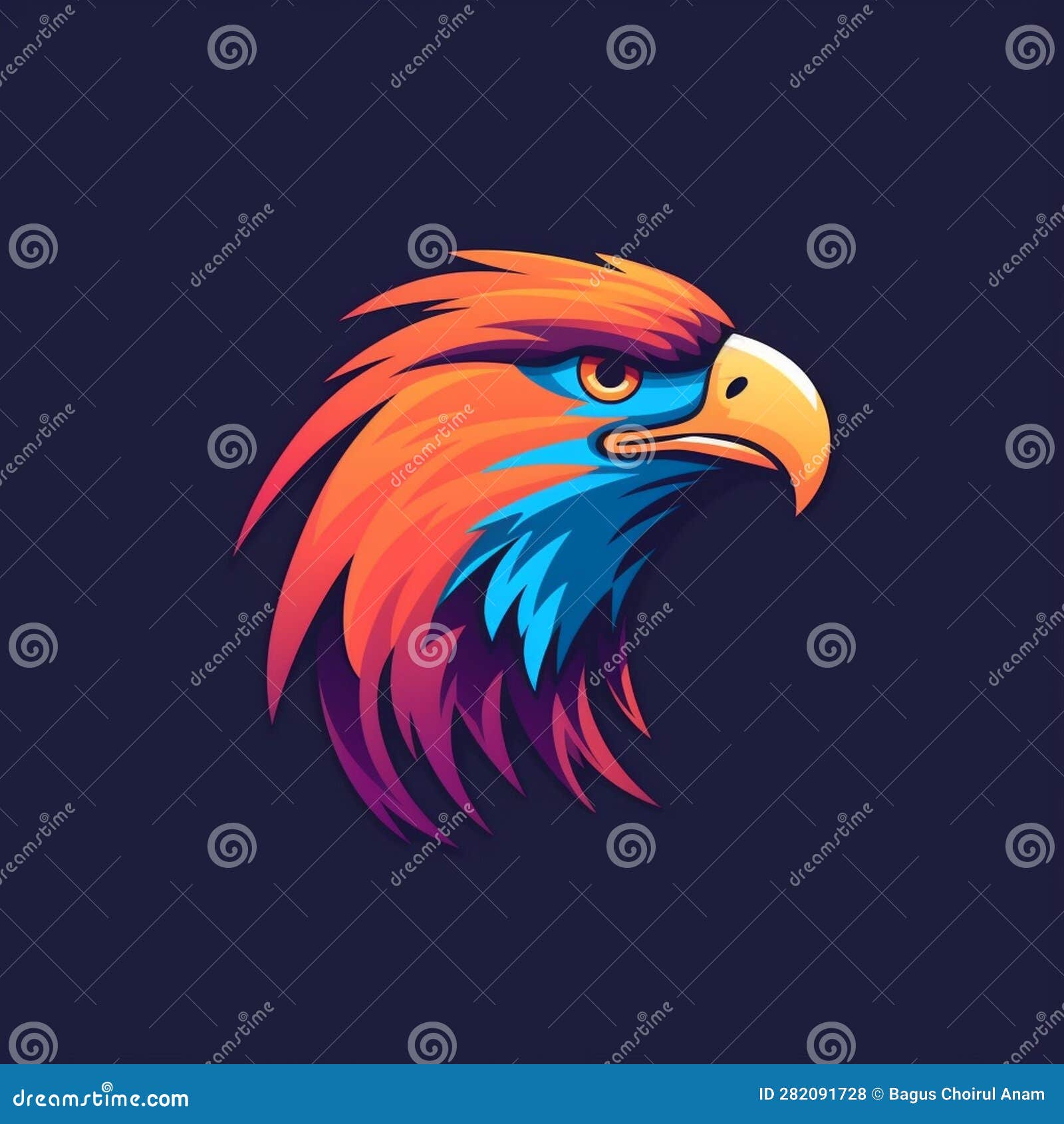 Digital Minimalistic Colored Eagle Illustration Stock Illustration ...