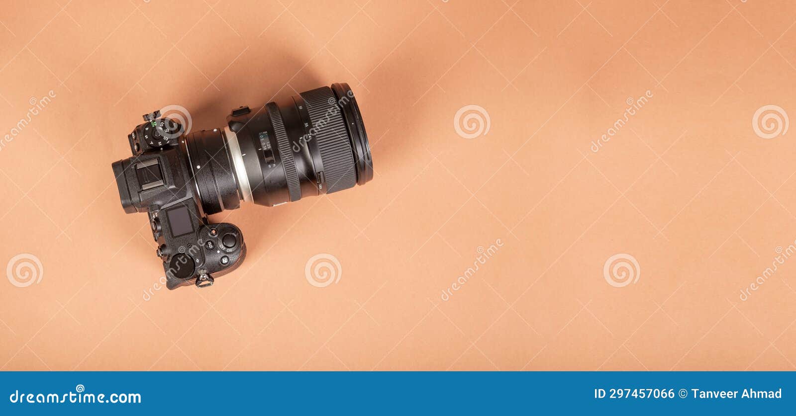 Digital Mirrorless Camera on Background Top View Stock Photo - Image of ...