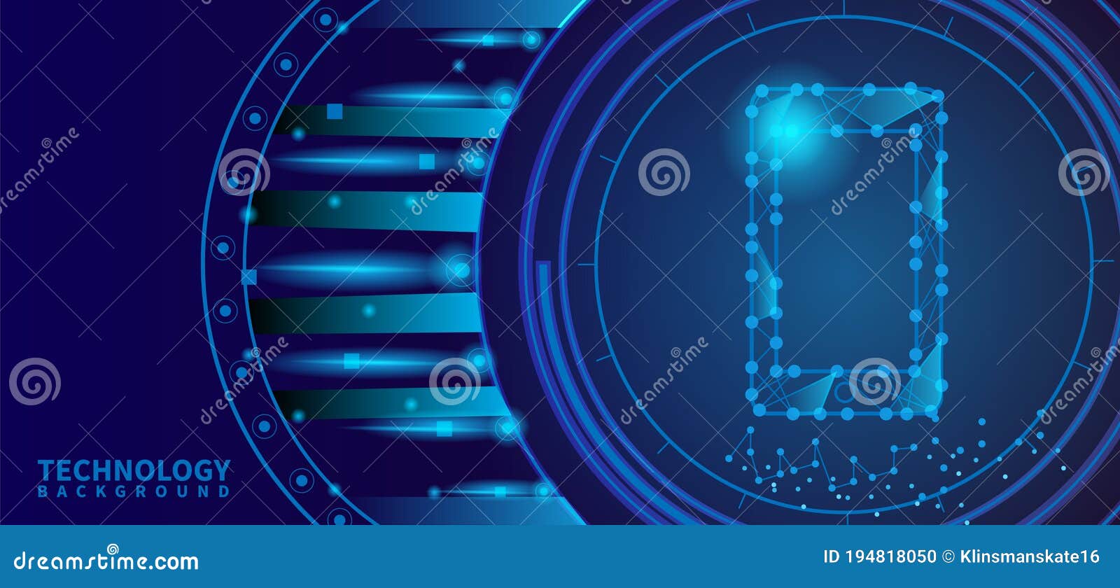 Digital Mobile Phone Design Background on Blue Stock Illustration ...