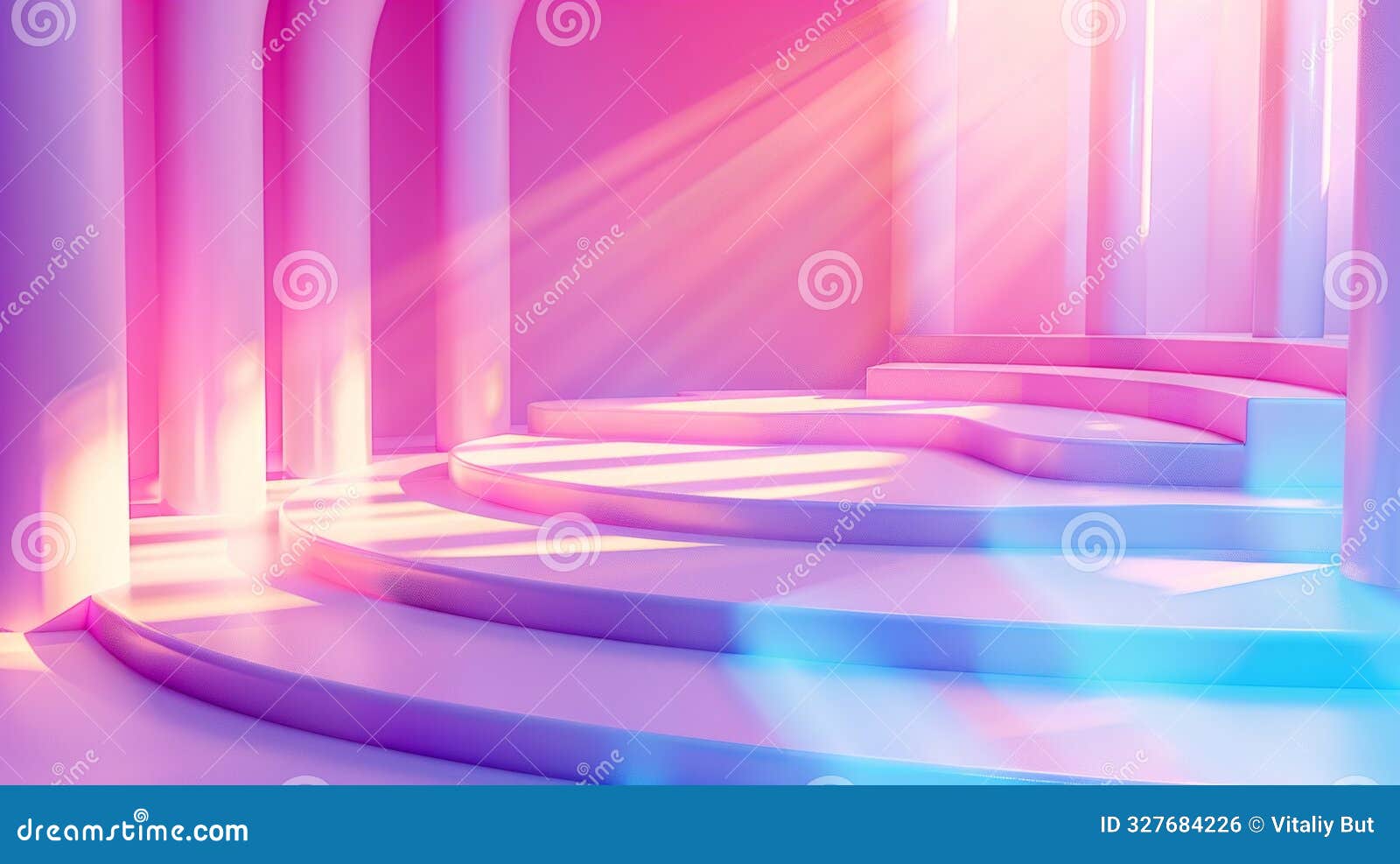 Rainbow Cyclorama Mockup Set In A Cave, With Colorful Translucent ...