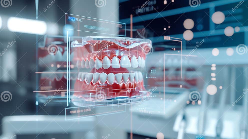 Digital Model of Dental Prosthesis in High-tech Dental Office Stock ...