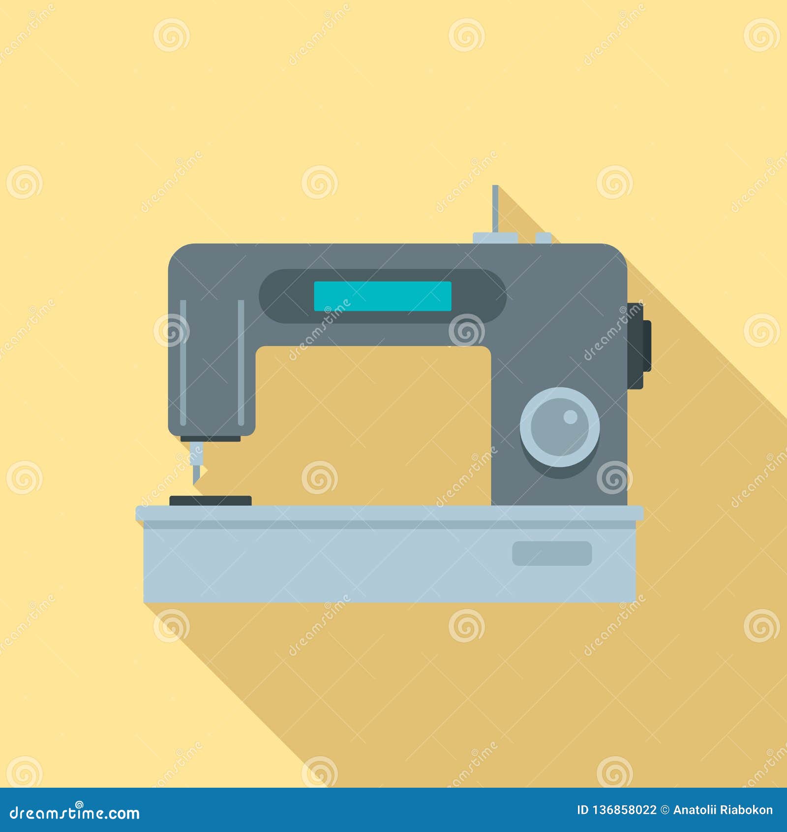 Digital Modern Sew Machine Icon, Flat Style Stock Vector - Illustration ...