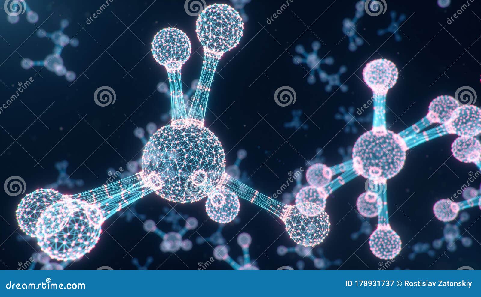 Digital Molecules, Atoms Bacground. Grid Structure, Connection Lines ...