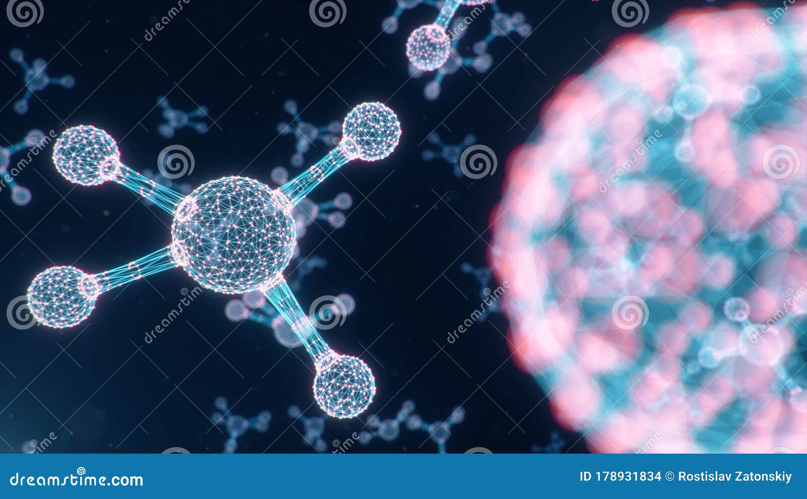 Digital Molecules, Atoms Bacground. Grid Structure, Connection Lines ...