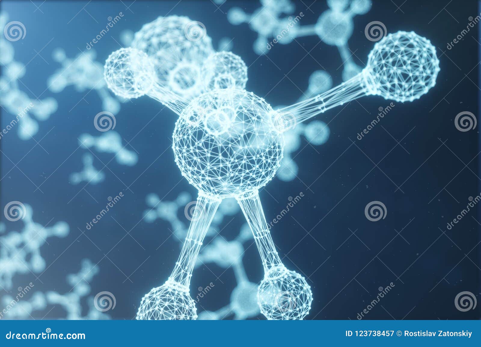 Digital Molecules, Atoms Bacground. Low Polygoanl Grid Structure ...