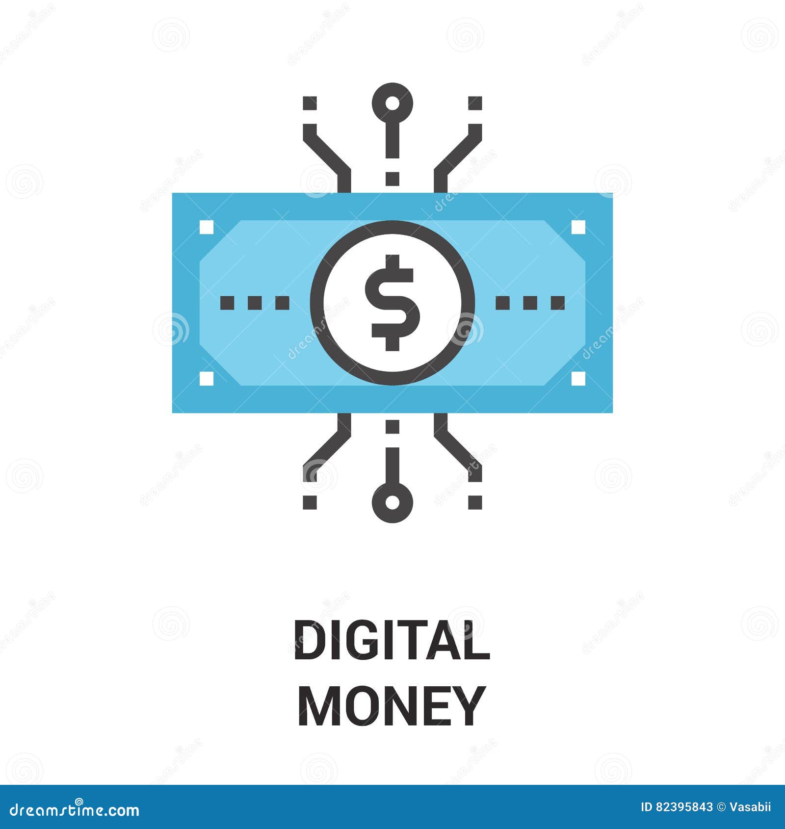 Digital money icon concept stock vector. Illustration of check - 82395843