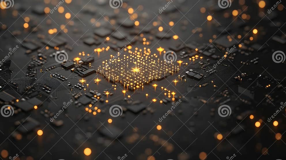 Digital Motherboard Illuminated with Glowing Nodes and Interconnected ...