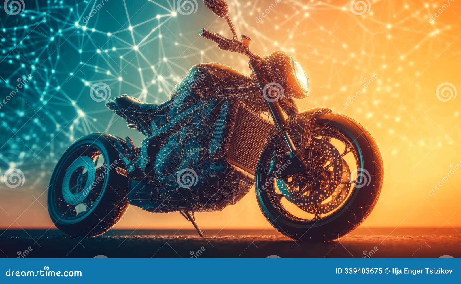 Digital Motorcycle on Technological Background, Abstract Two Wheeler ...