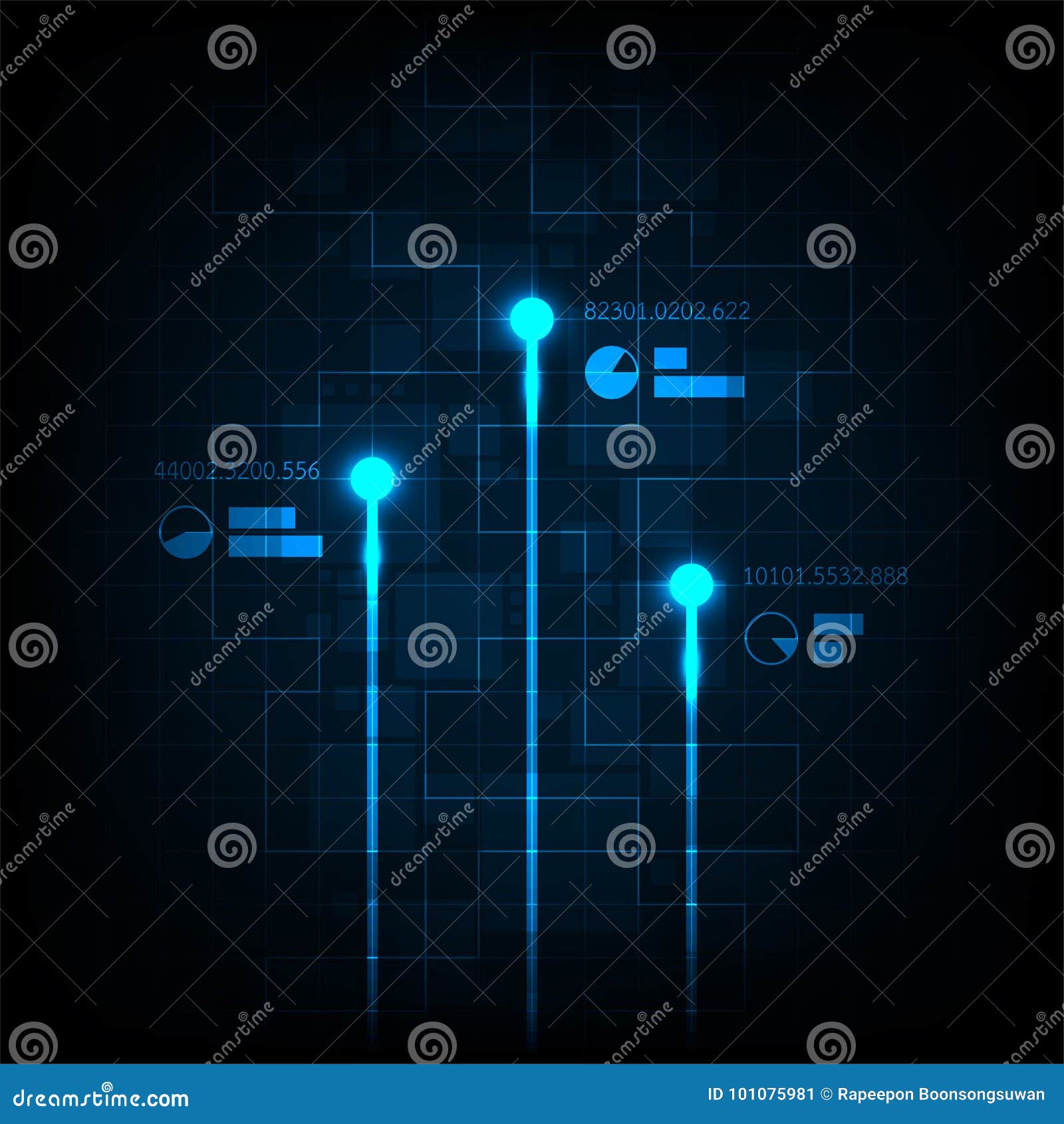 Digital Movement on a Dark Blue Background. Stock Vector - Illustration ...