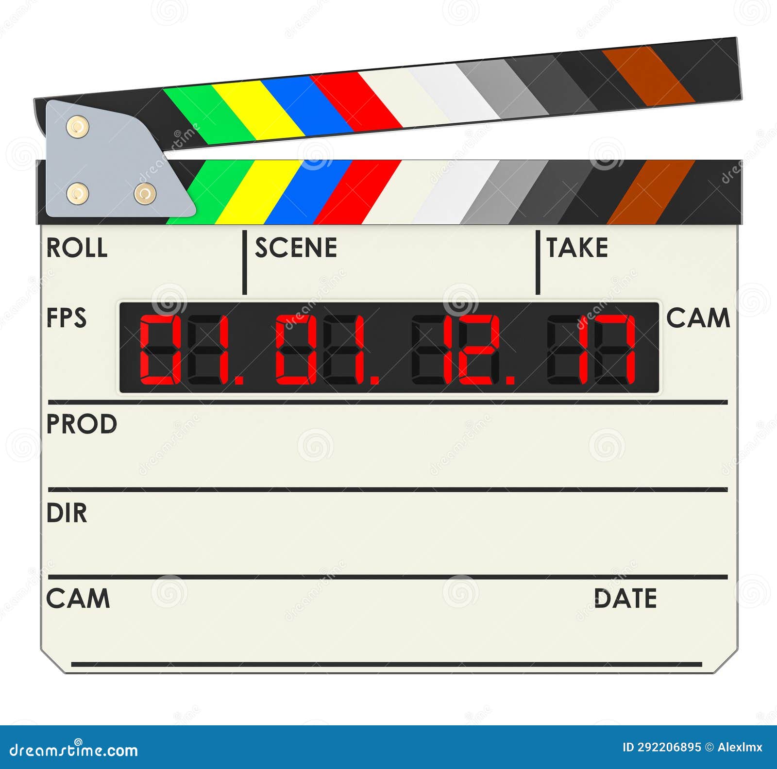 Digital Movie Clapper Board, Clapperboard, Front View. 3D Rendering ...