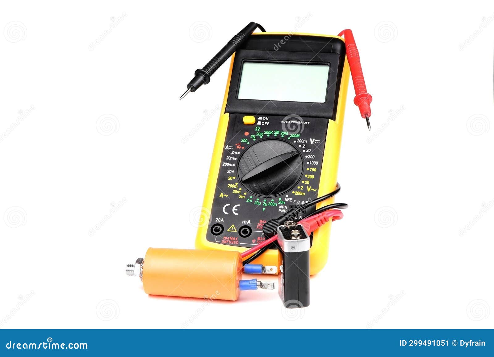 Digital Multi-meter with Probes Isolated on a White Background ...