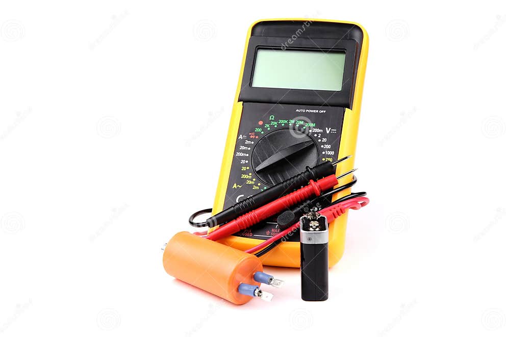 Digital Multi-meter with Probes Isolated on a White Background ...
