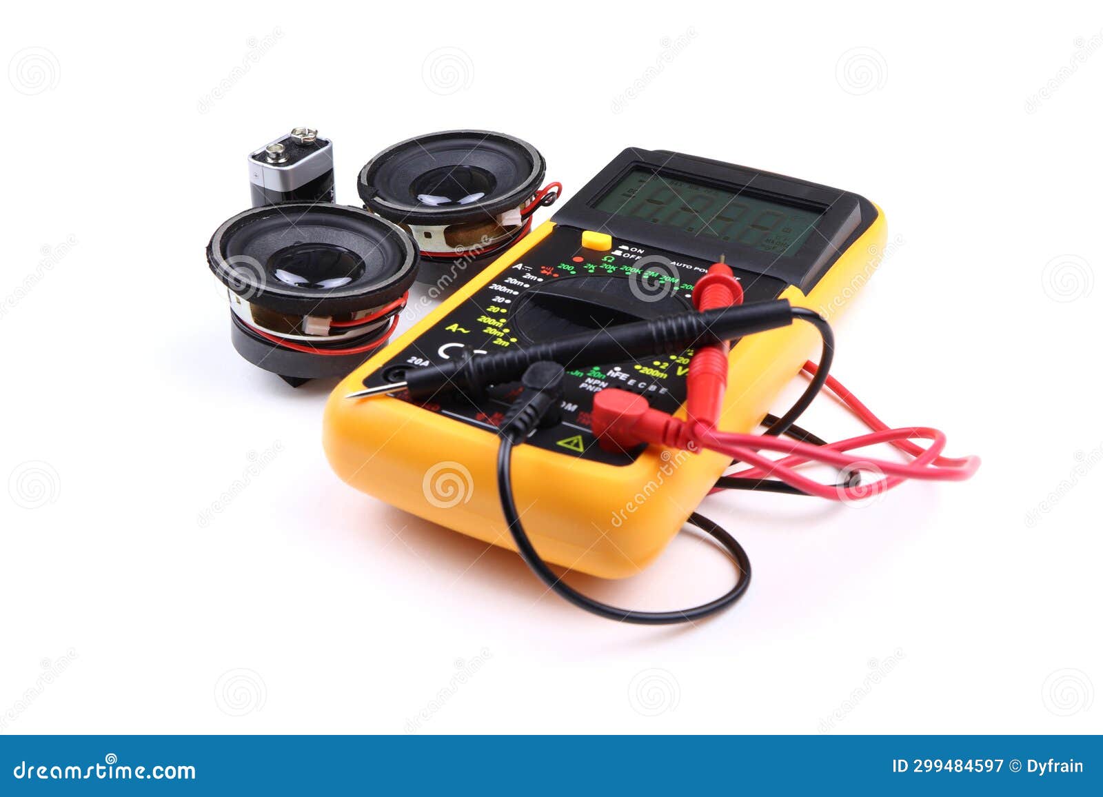 Digital Multi-meter with Probes Isolated on a White Background ...