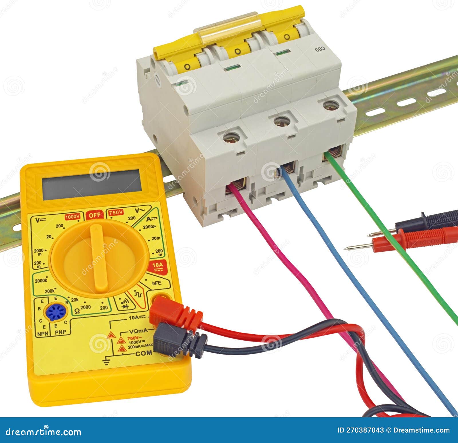 Digital Multimeter and Circuit Breakers with Wires Stock Image - Image ...