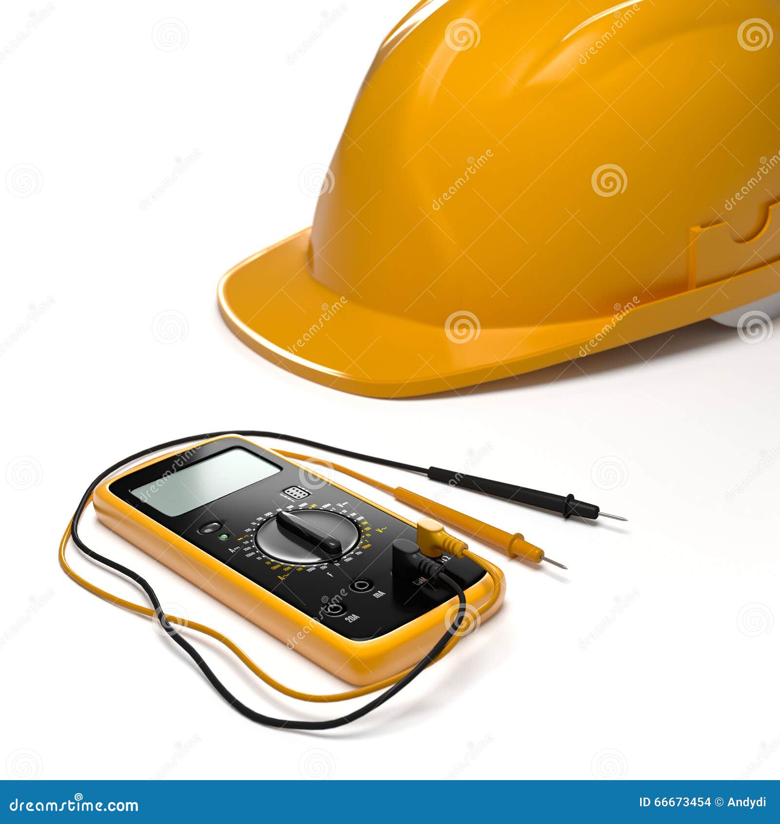 Digital Multimeter and Helmet Stock Illustration - Illustration of ...