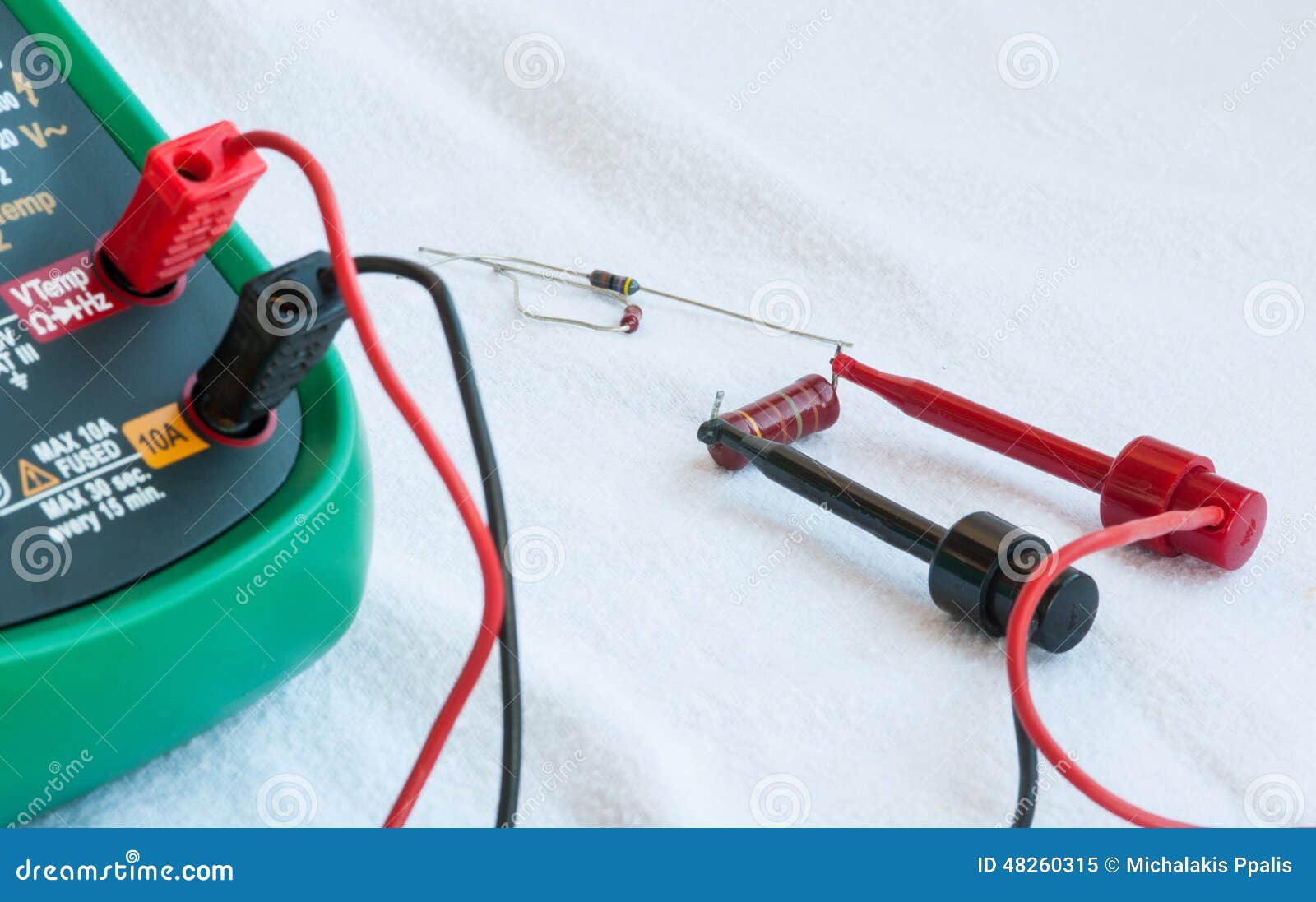Digital Multimeter Measuring a Resistor Stock Image - Image of device ...