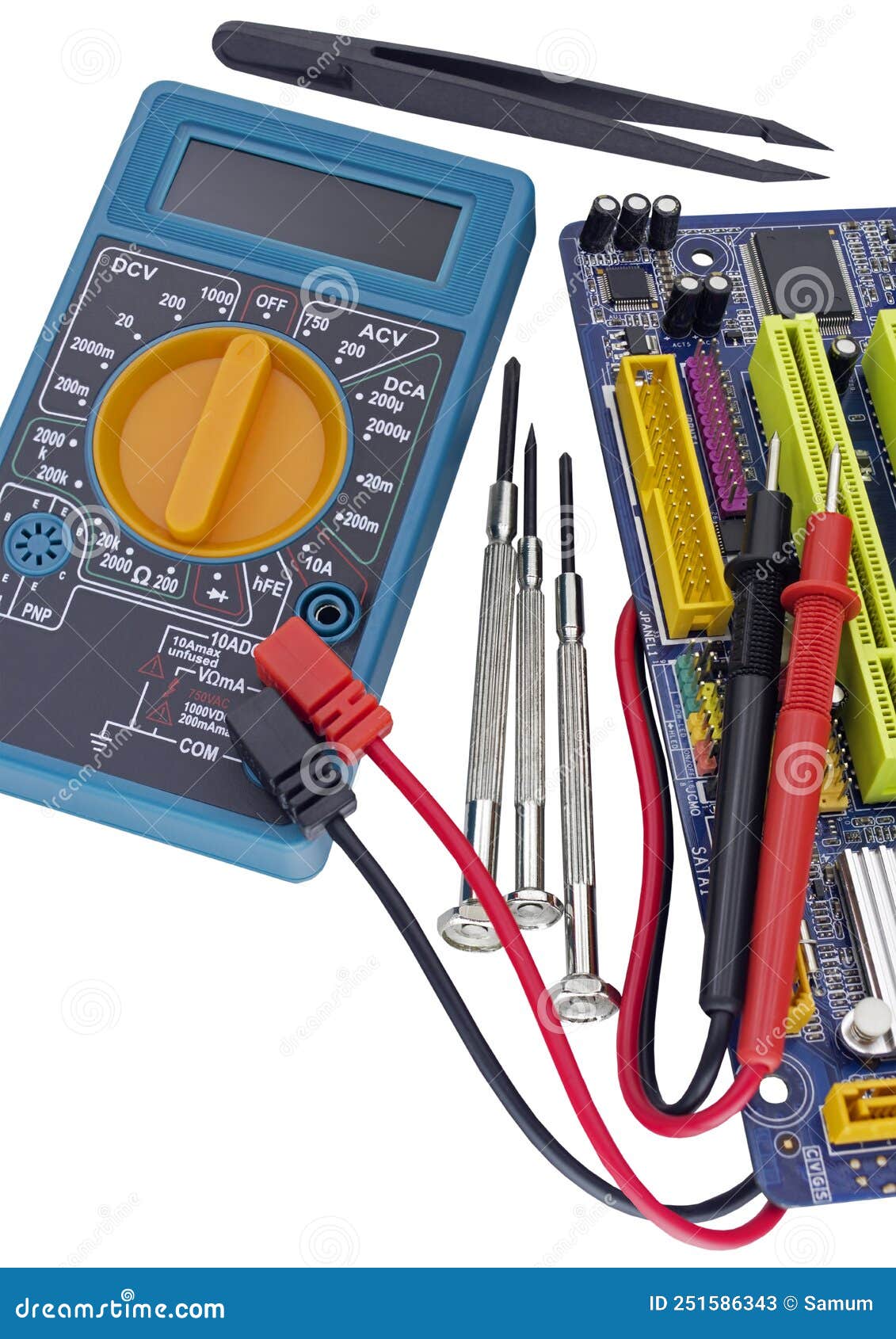 Digital Multimeter and Motherboard Stock Image - Image of multimeter ...