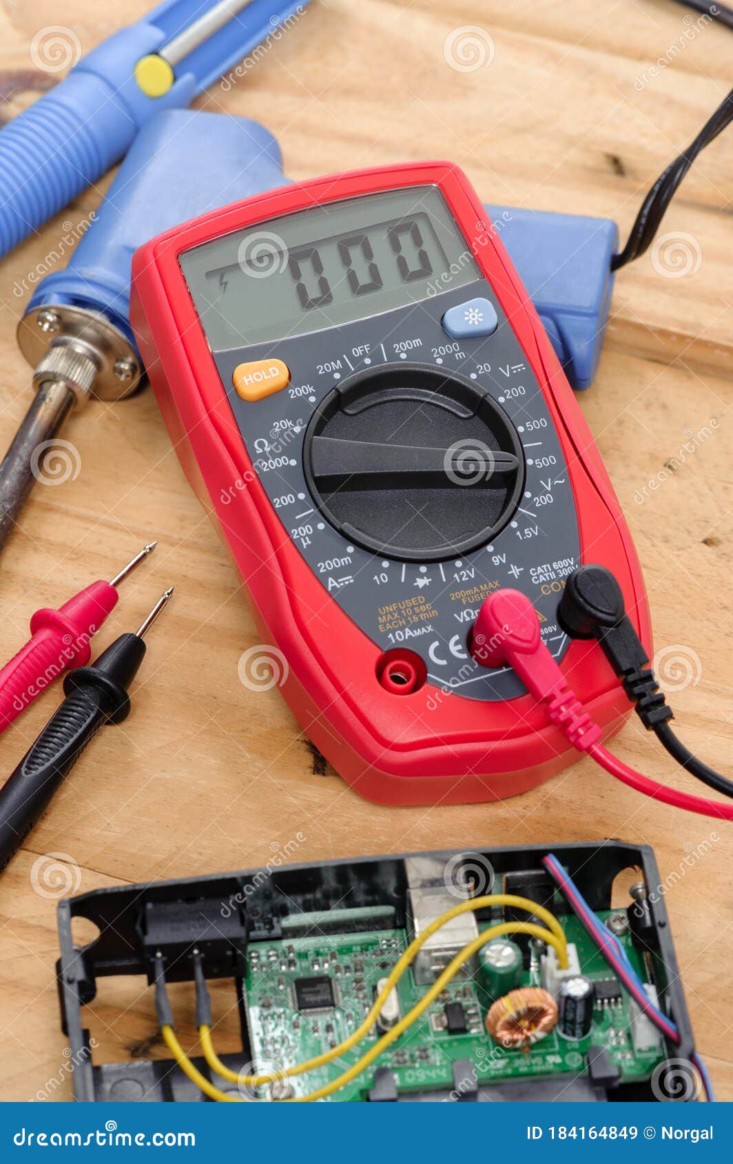 Red digital multimeter stock image. Image of multitester - 184164849