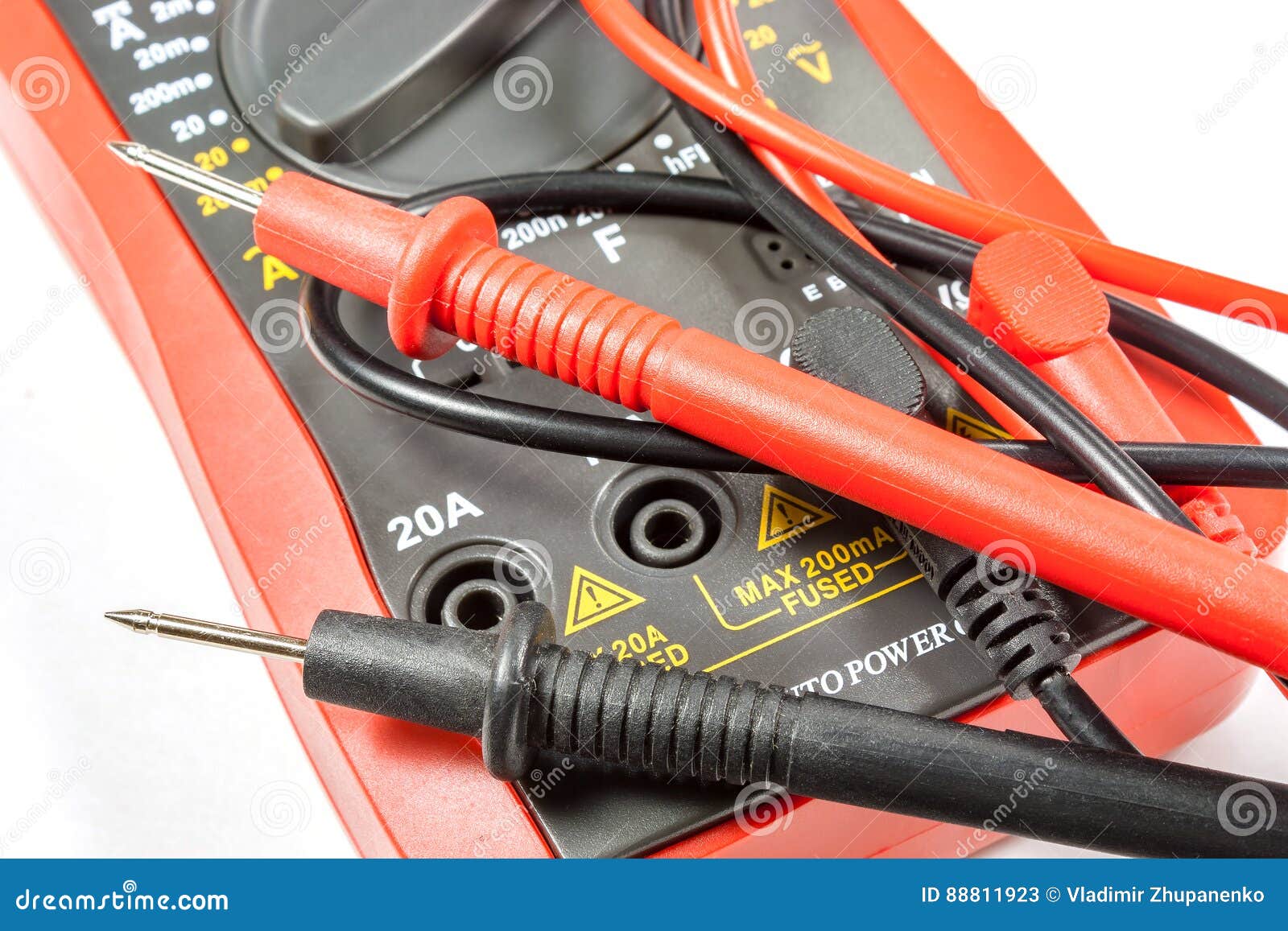 Digital Multimeter with Probes on a White Background Stock Image ...