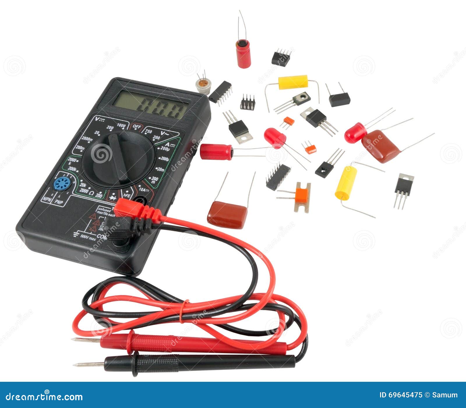 Digital Multimeter and Radio Components Stock Image - Image of meter ...