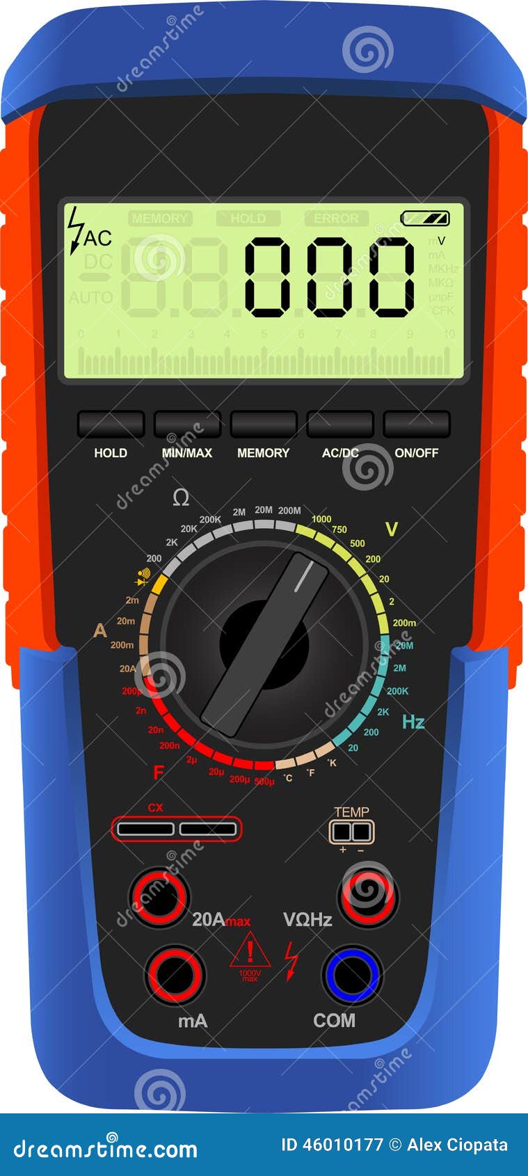 Digital multimeter stock vector. Illustration of ammeter - 46010177