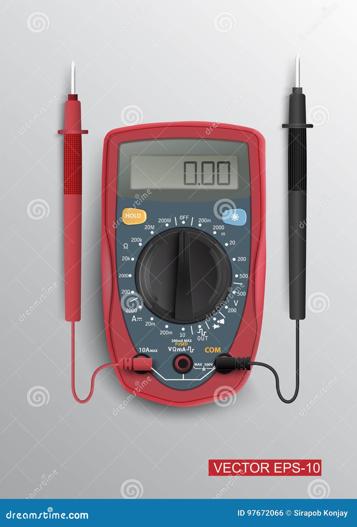 Digital multimeter. stock vector. Illustration of garden - 97672066