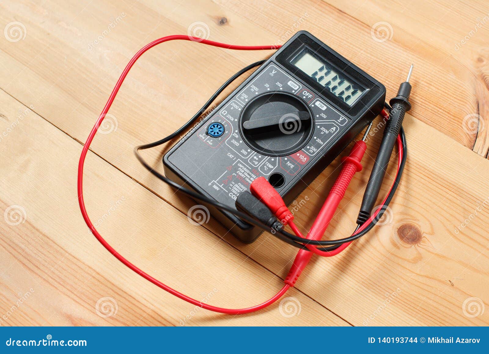Digital Multimeter and Wiring on Wooden Table. Special Tools of ...