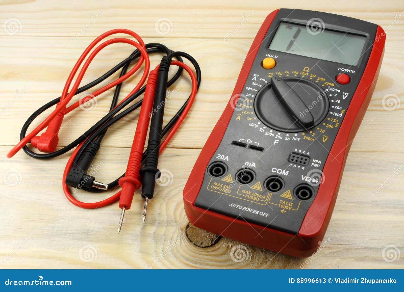 Digital Multimeter on a Wooden Table Stock Image - Image of equipment ...