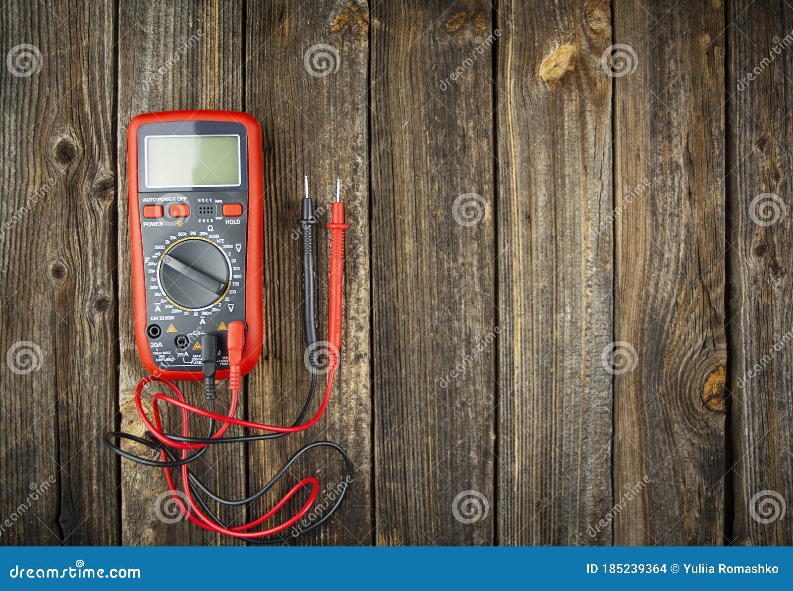 Digital Multimeter on a Wooden Table. Copy Space Stock Photo - Image of ...