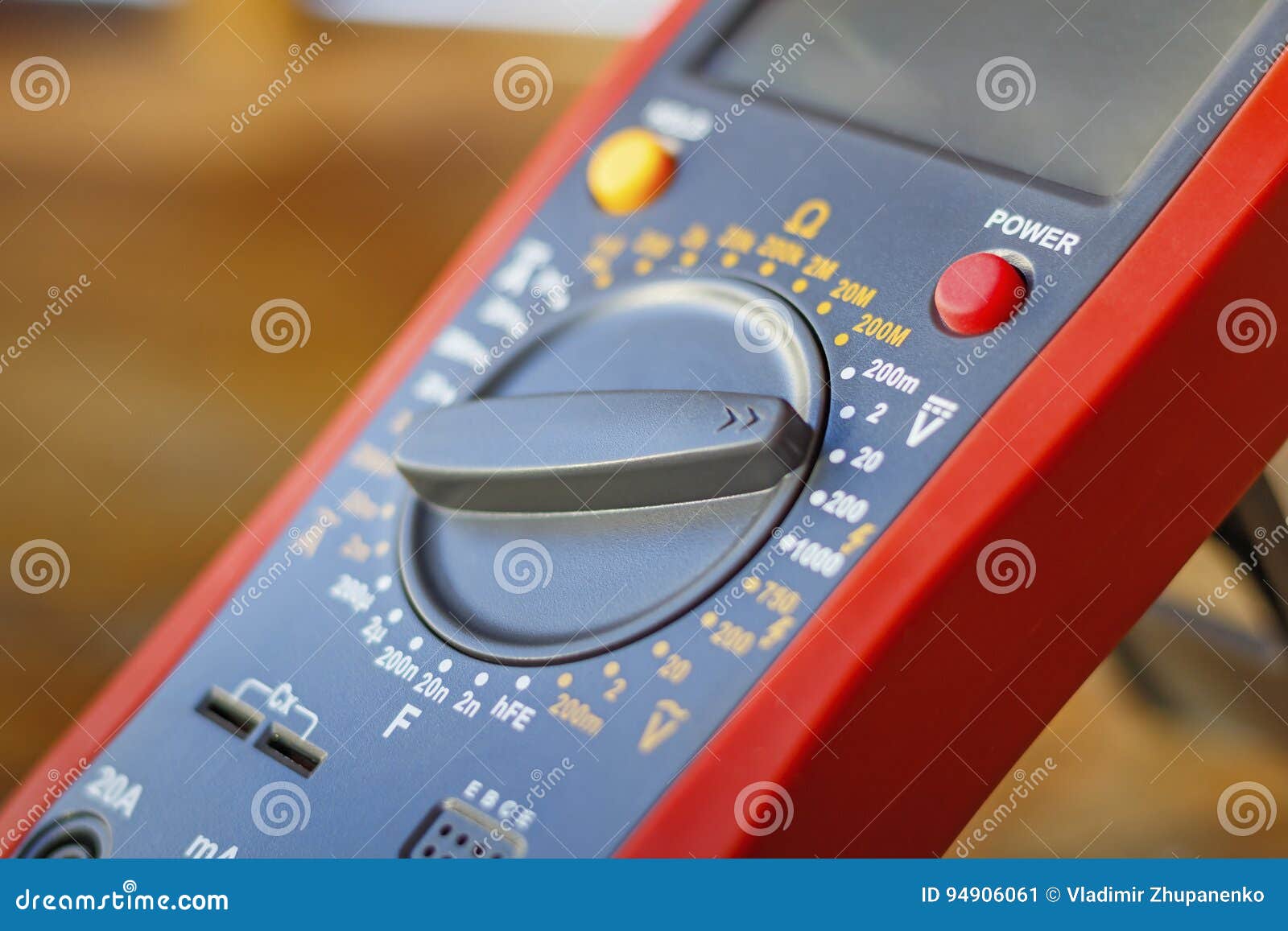 Digital Multimeter on a Wooden Table in the Workshop Closeup Stock ...