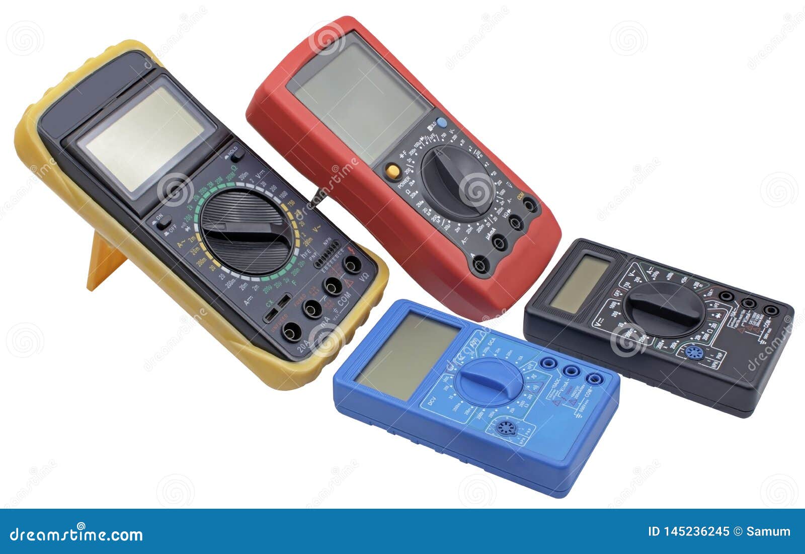 Digital Multimeters on a White Stock Image - Image of electrician ...