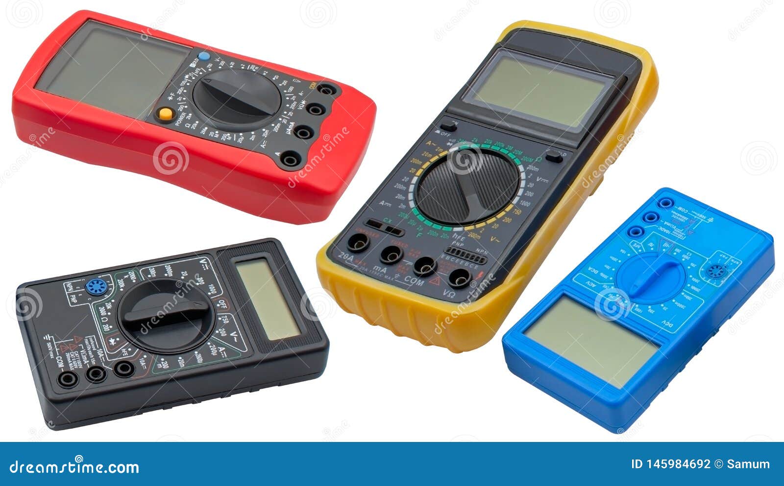 Digital Multimeters on a White Stock Photo - Image of electronics ...