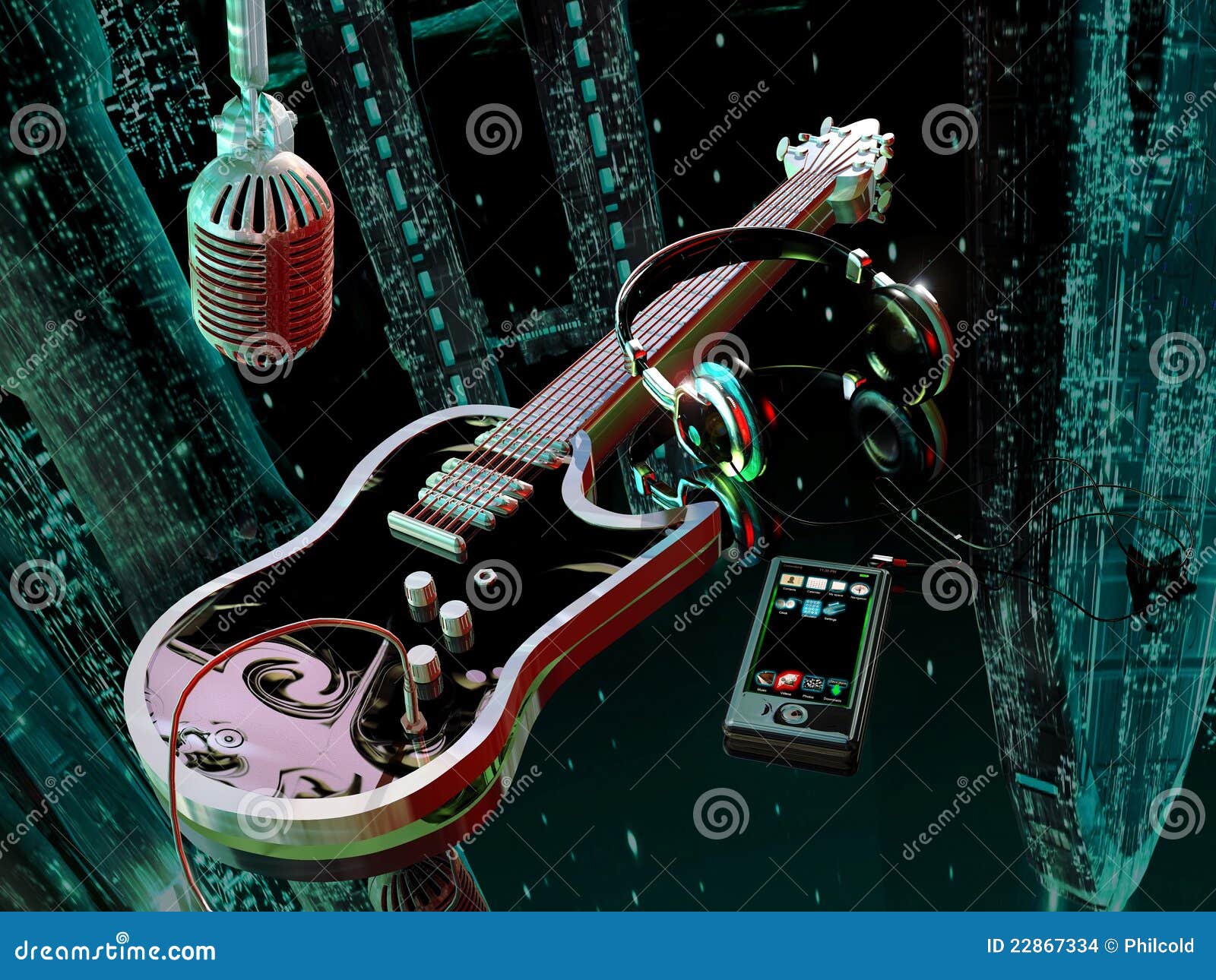 Digital Music Background Design Cartoon Vector | CartoonDealer.com ...