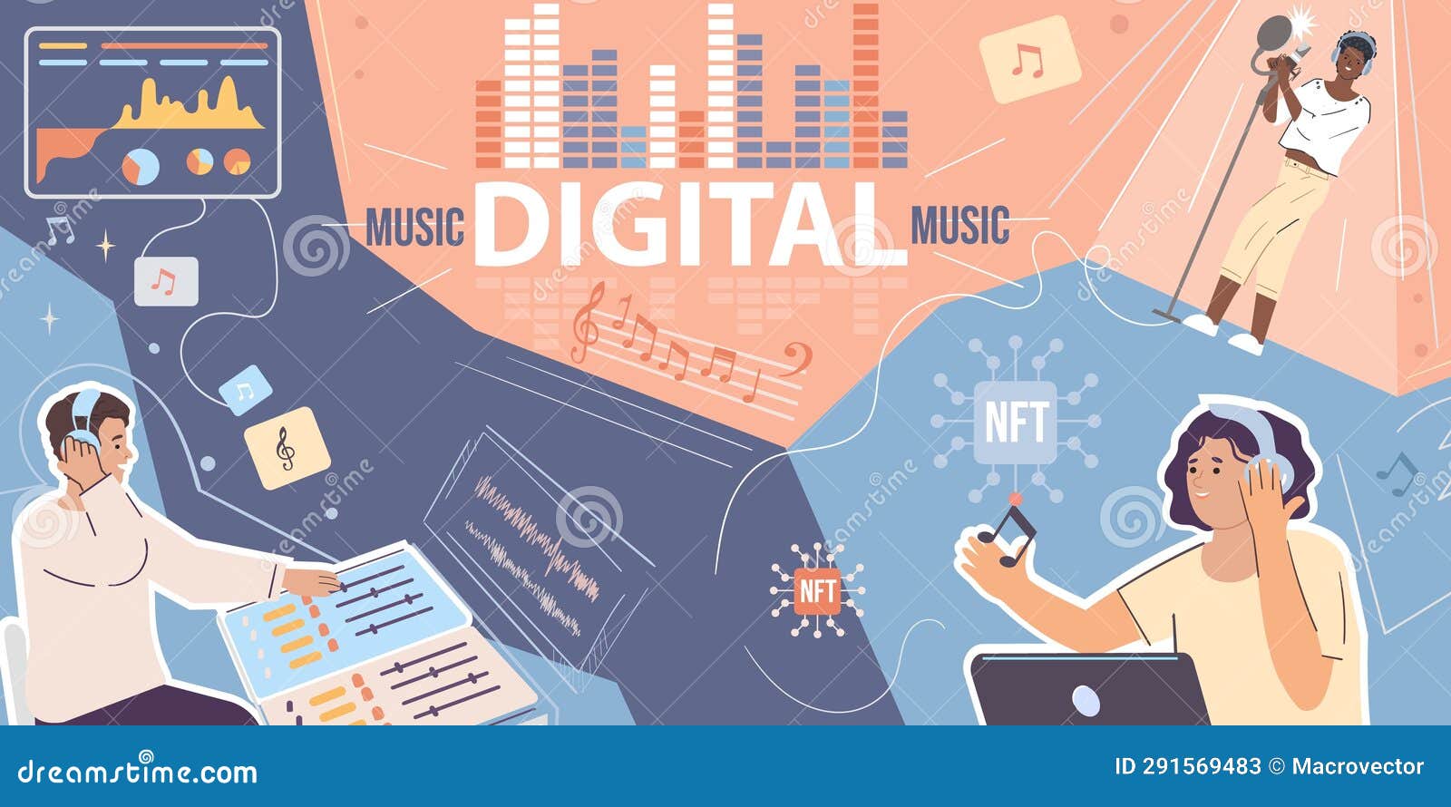 Digital Music Collage stock illustration. Illustration of creation ...