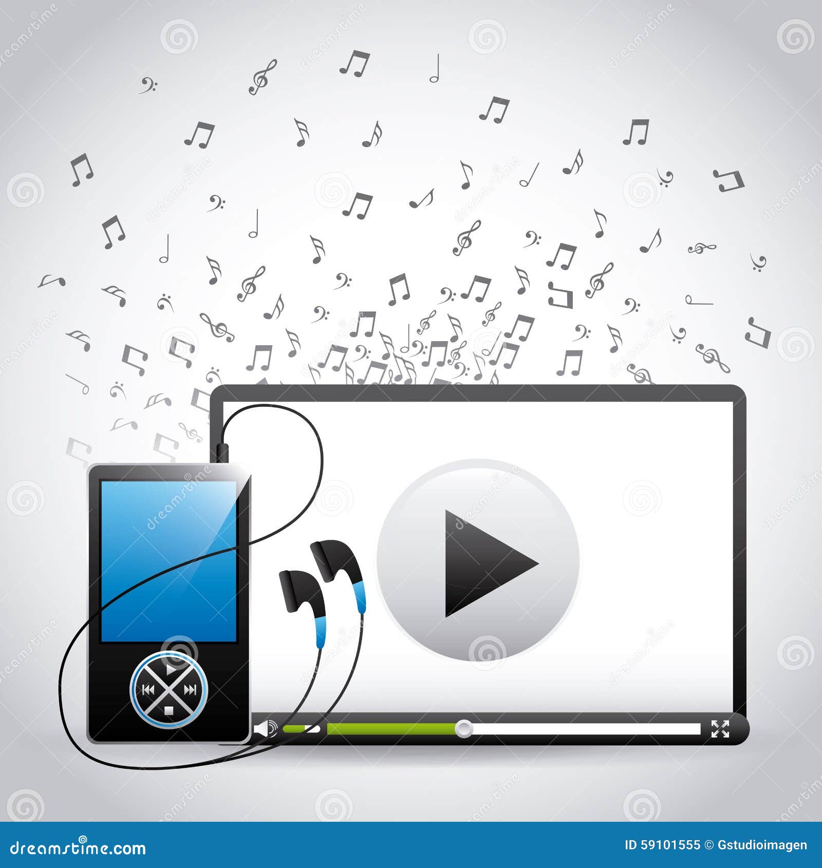 Digital music stock vector. Illustration of sound, music - 59101555