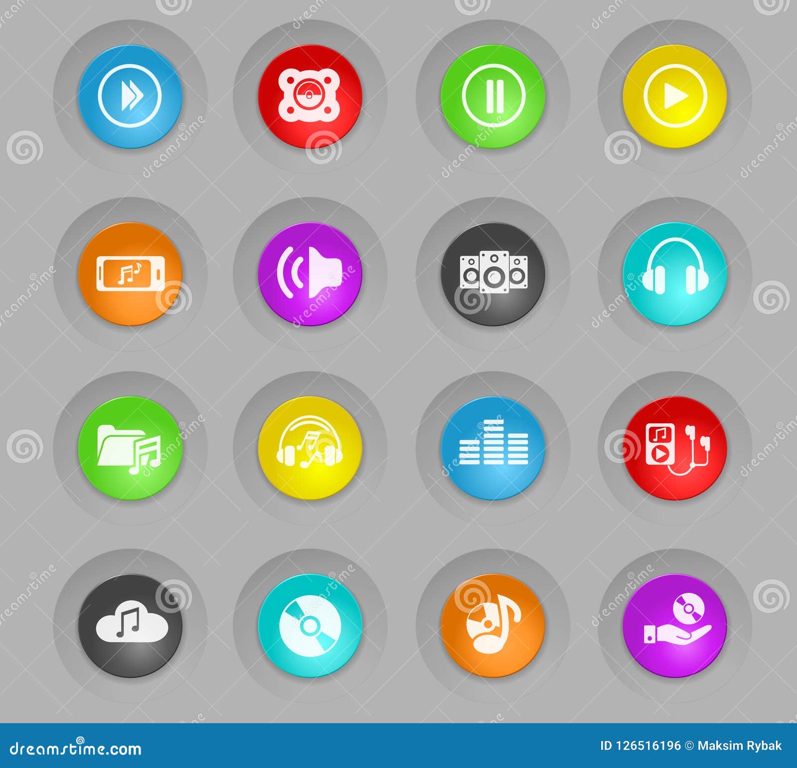 Digital music icon set stock vector. Illustration of note - 126516196