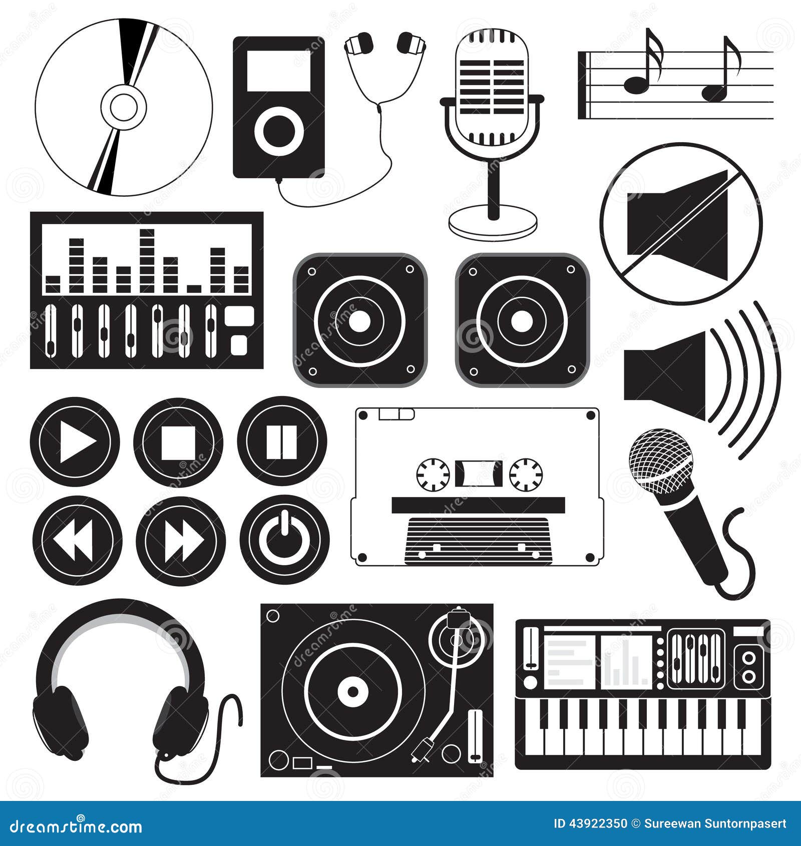 Digital Music Icons Theme stock vector. Illustration of entertainment ...