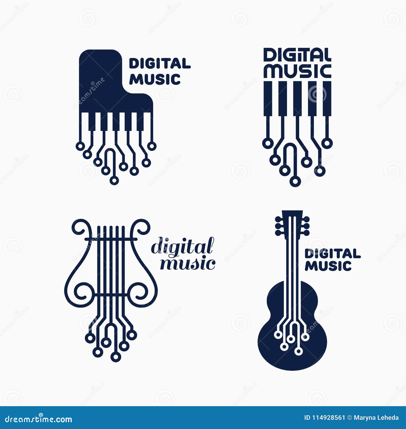 Digital music logo stock vector. Illustration of label - 114928561