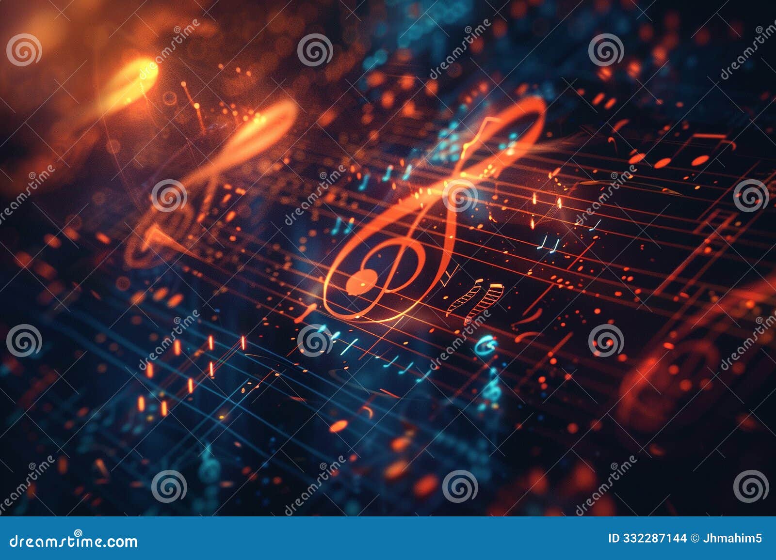 Digital Music Notes Abstract Background Stock Photo - Image of symphony ...