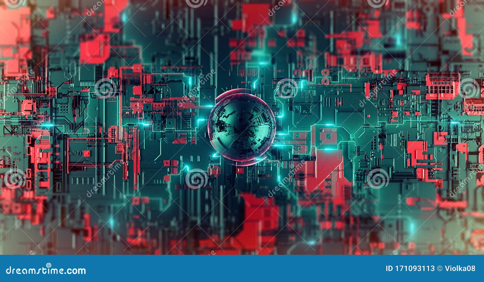 Digital Nanotechnology, Neural Network, Futuristic Cryptocurrency CPU Processor. Artificial ...