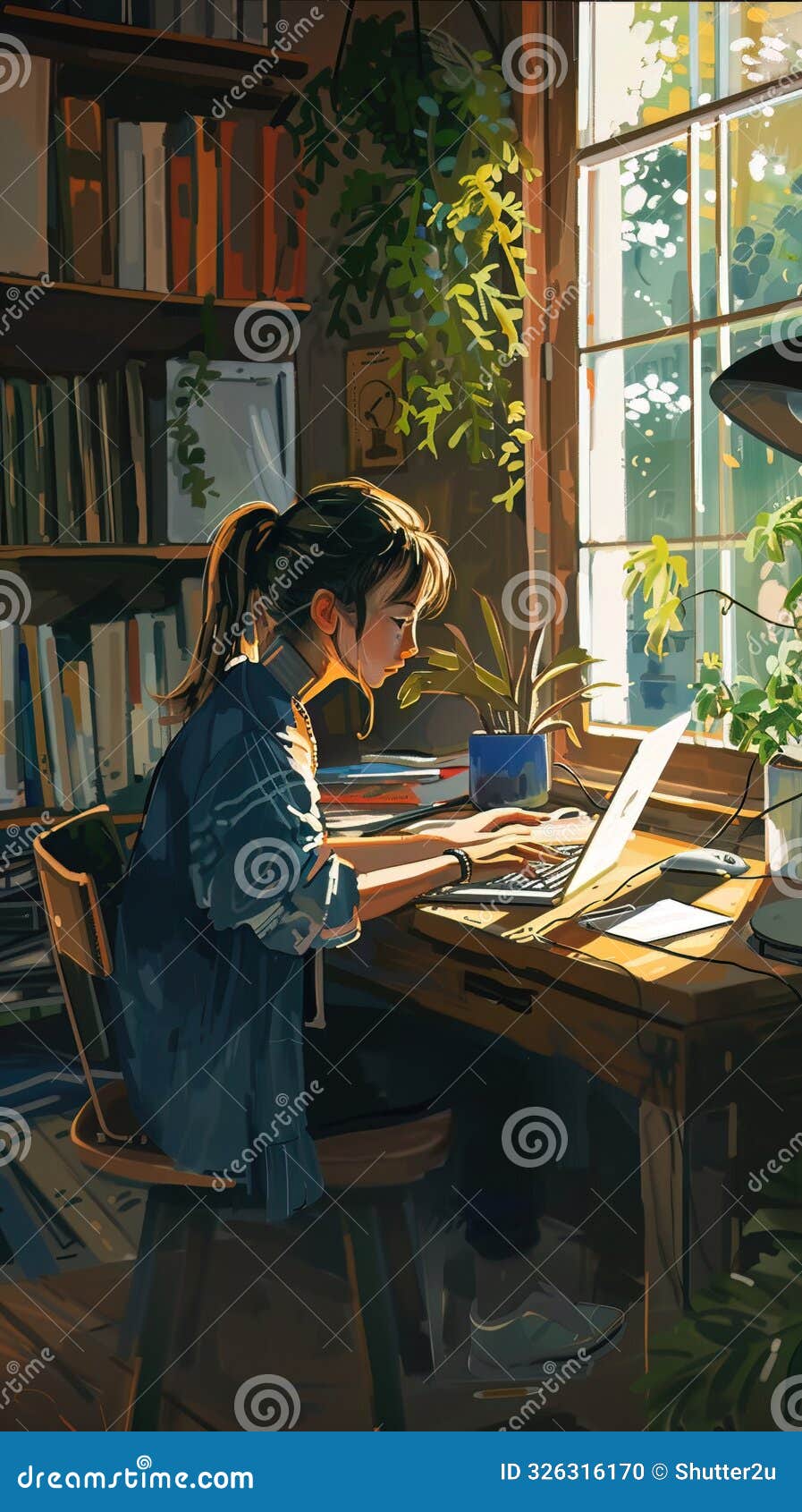 Digital Native Studying Cozy in Online Education Space Home Becomes ...