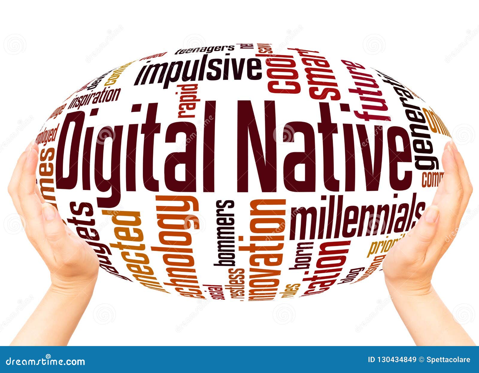 Digital Native Word Cloud Hand Sphere Concept Stock Image - Image of ...
