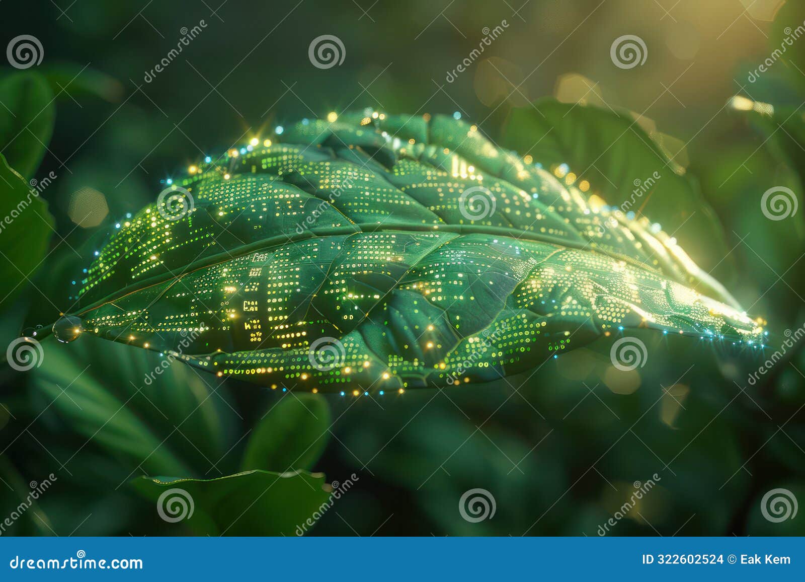 Digital Nature Artificial Intelligence Integrated with Leaf Biocomputing Technology Showcasing ...