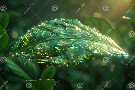 Digital Nature Artificial Intelligence Integrated with Leaf Biocomputing Technology Showcasing ...