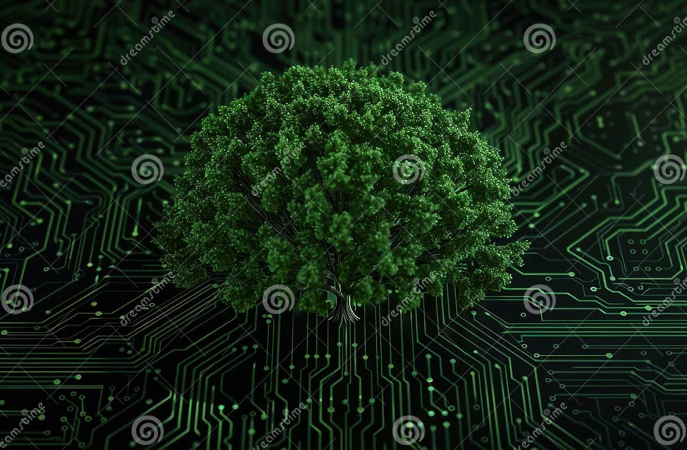 Digital Nature Technology Concept Stock Illustration - Illustration of ...