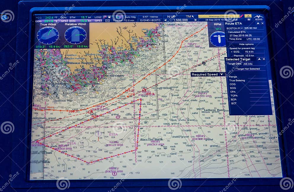 Digital Navigation Chart stock image. Image of bridge - 61745345