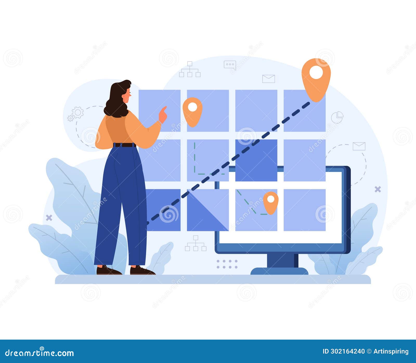 Digital Navigation Concept. Flat Vector Illustration Stock Vector ...